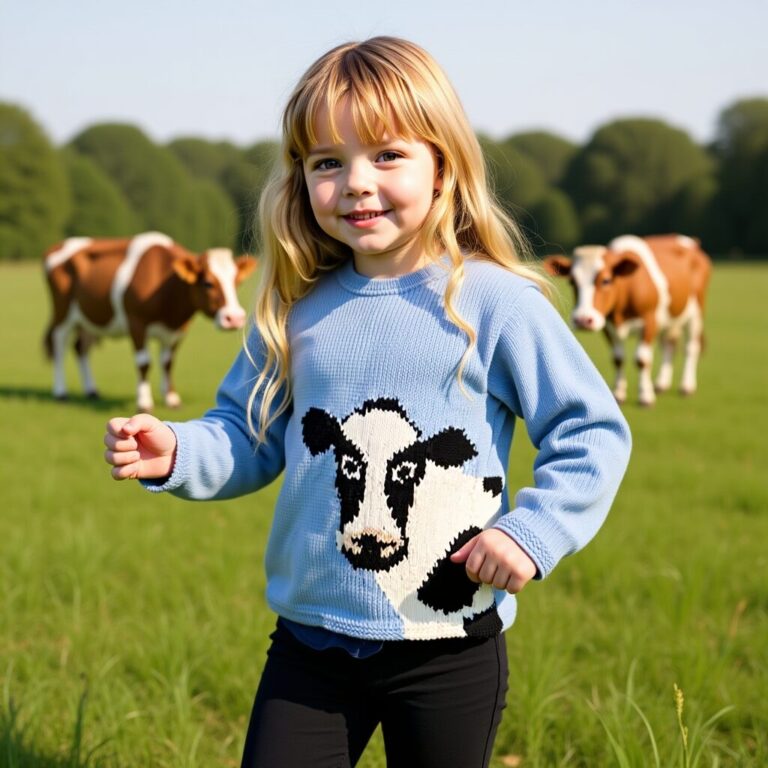 Fun Cow Sweater Knitting Pattern For Children | 3-12 Years